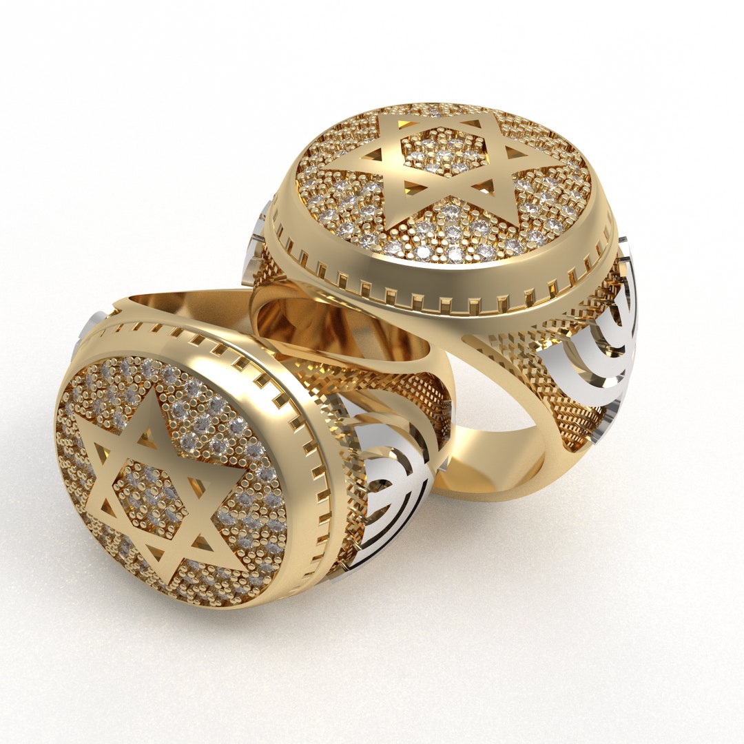 18k Gold Jerusalem Ring ,gold Star of David Ring ,holy Land Israel Ring ...