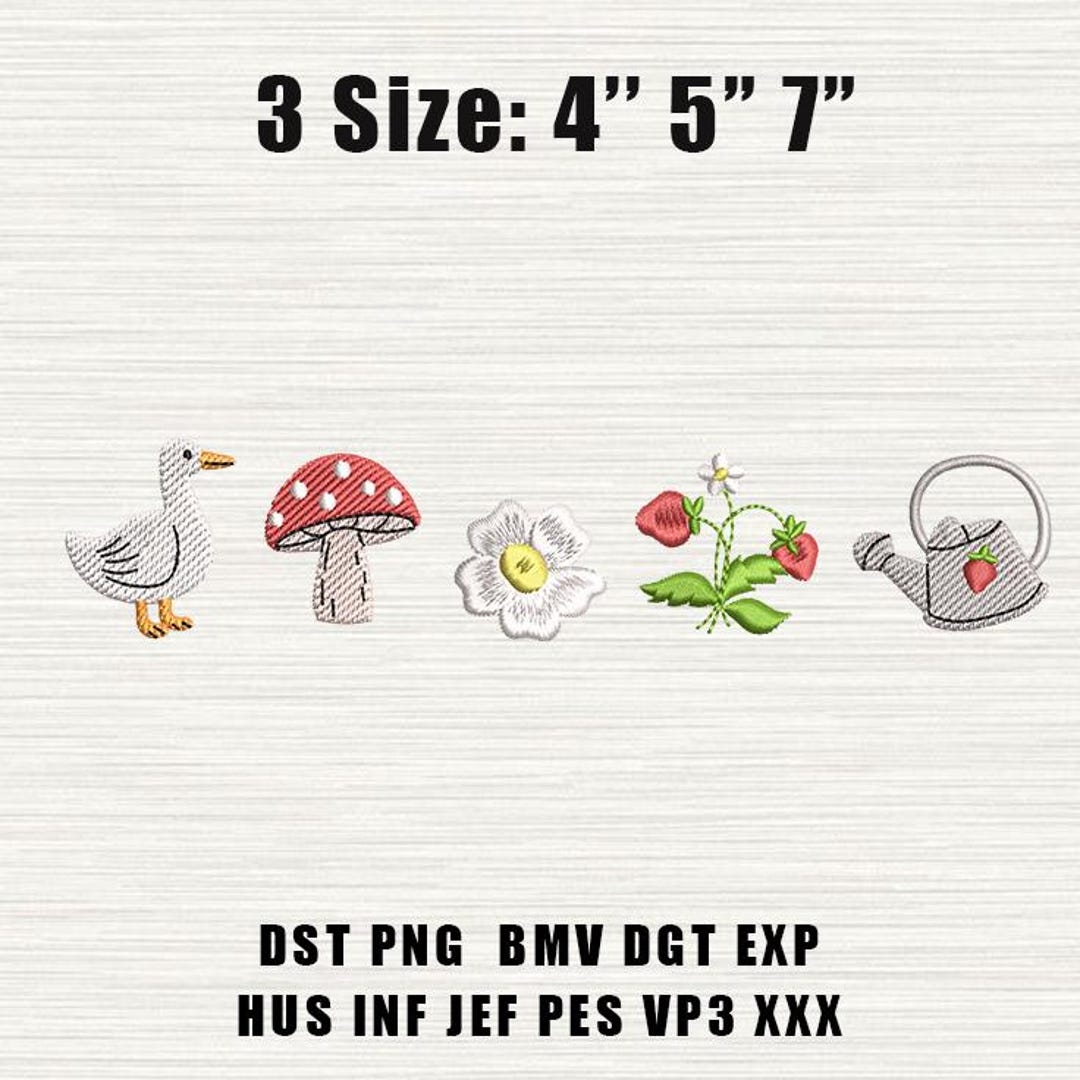 Cute Icon Embroidery Design, Duck Embroidery Design Bundle, Strawberry ...