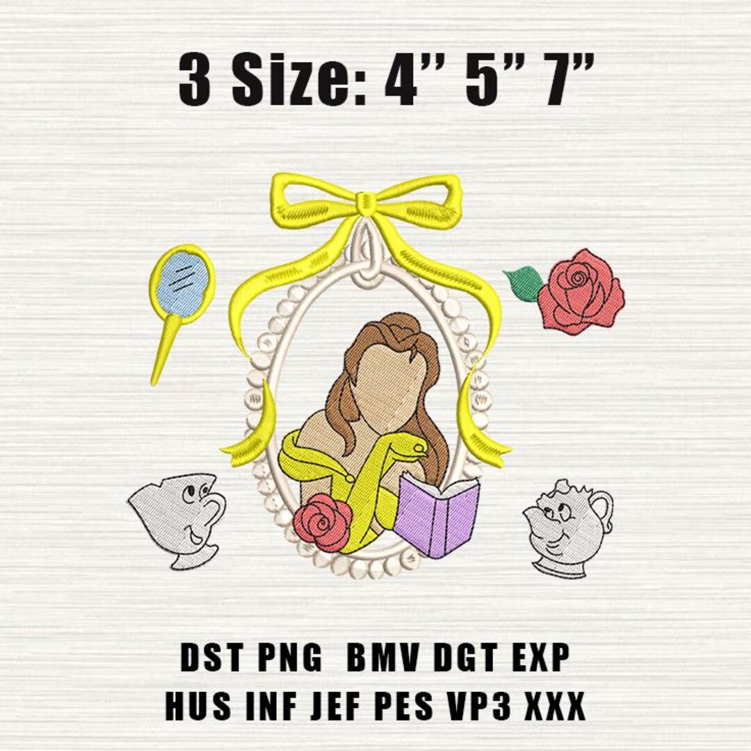 Princess Belle Machine Embroidery Design, Princess Belle Embroidery ...