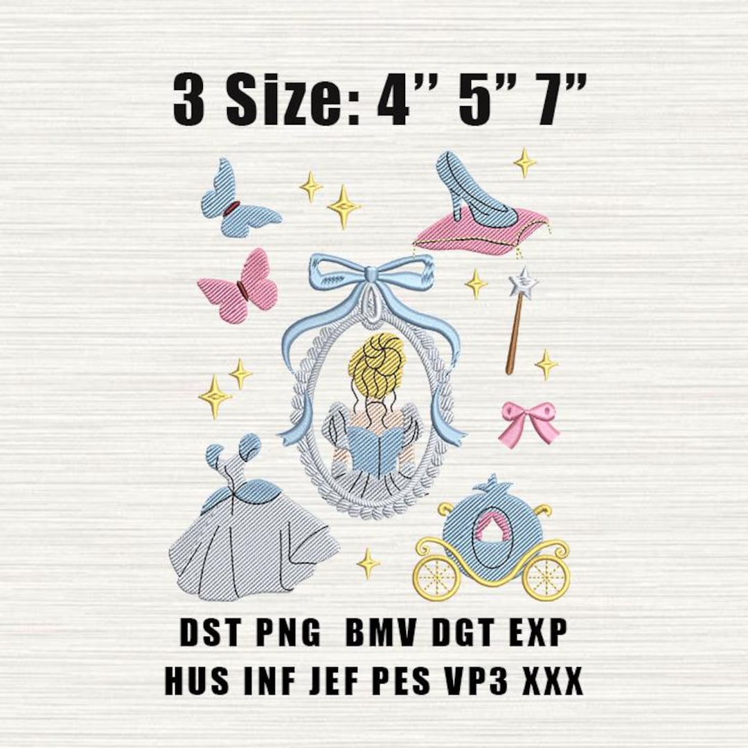 Cinderella Embroidery Design, Princess Embroidery Designs, Princess ...