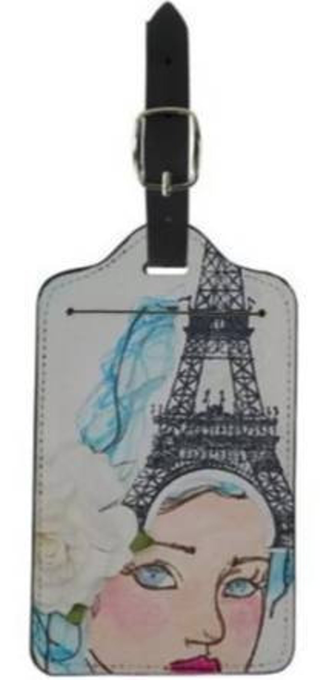 Eiffel Tower Girl Version2, Luggage Tag, Id Holder Pocket, Baggage ...