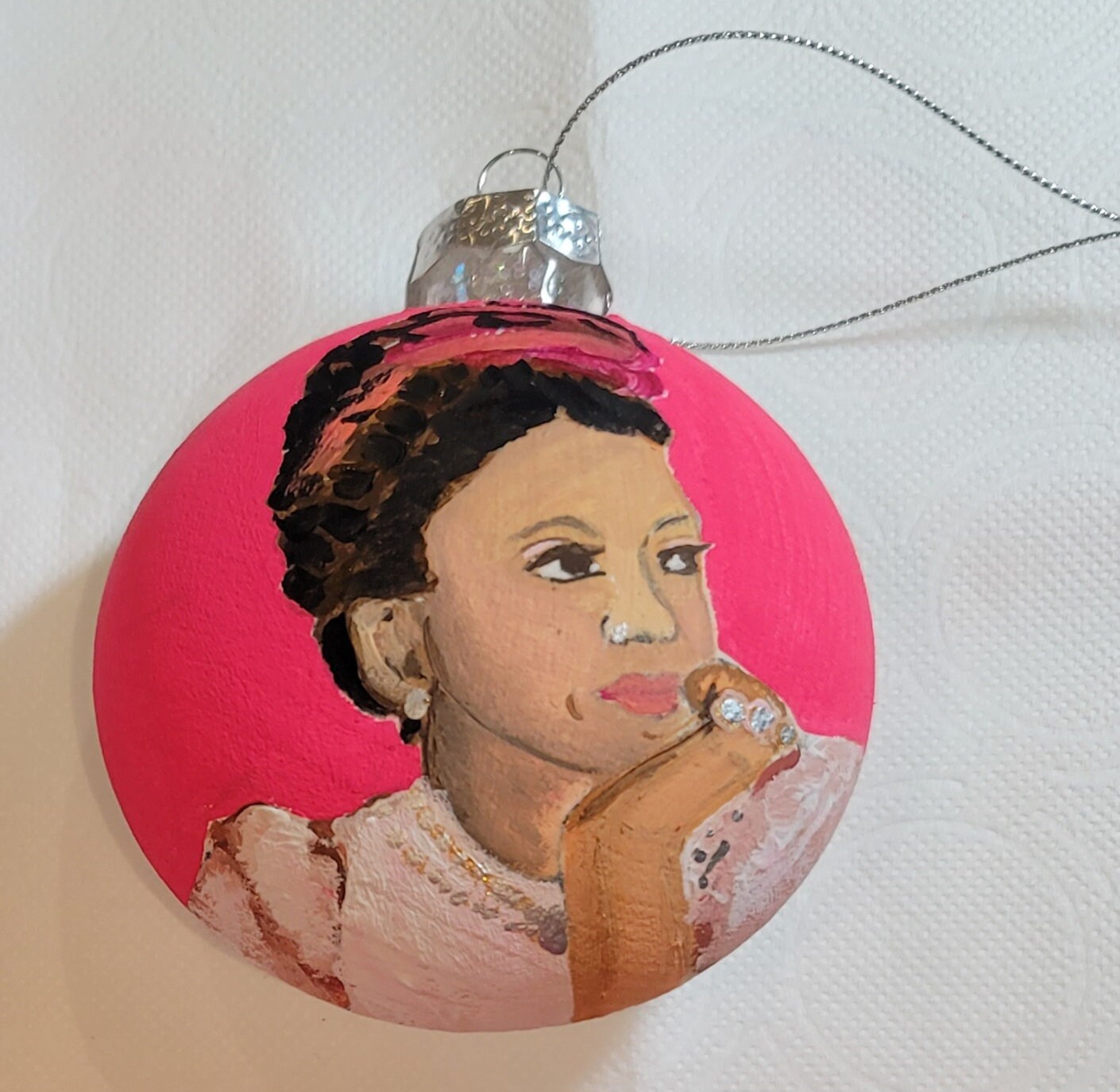 Frida Kahlo Inspired Pink Glass Christmas Bauble, Gift Exchange ...