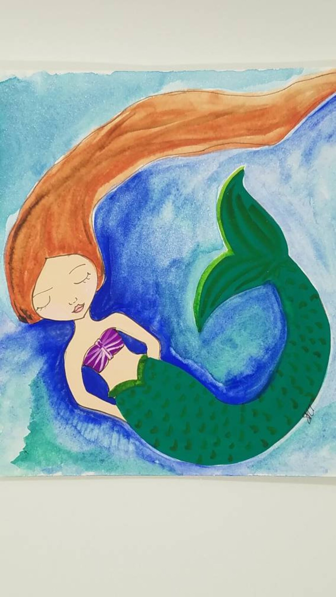 Ariel the Little Mermaid Sleeping 6x6 Original Mixed Media - Etsy