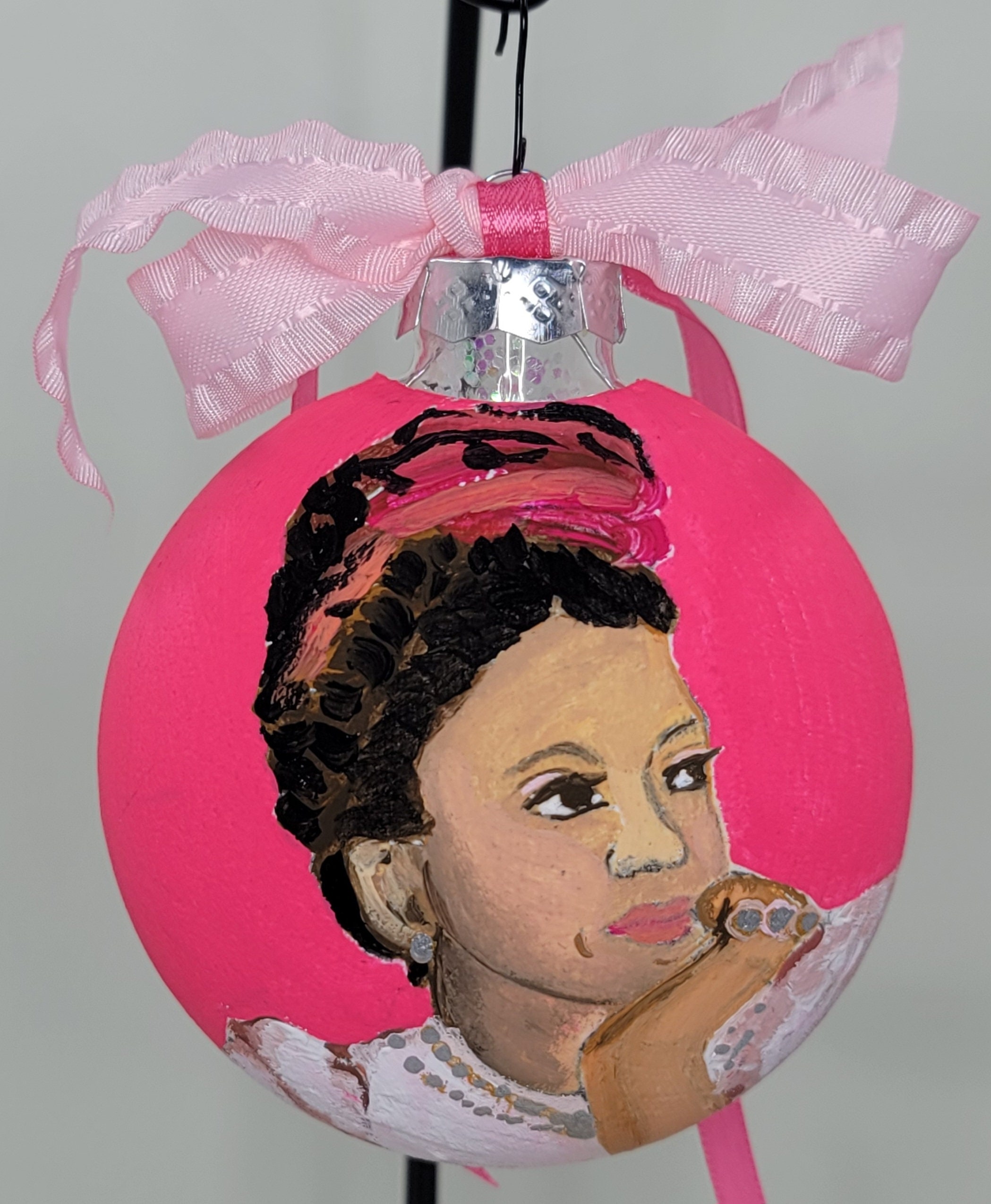 Frida Kahlo Inspired Pink Glass Christmas Bauble, Gift Exchange ...