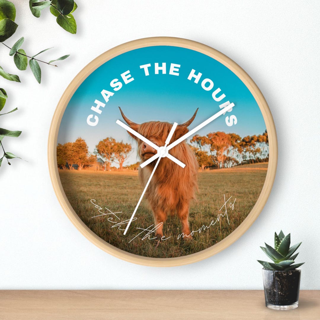 Highland Cow Wall Clock, Motivational Home Decor, Rustic Farmhouse ...