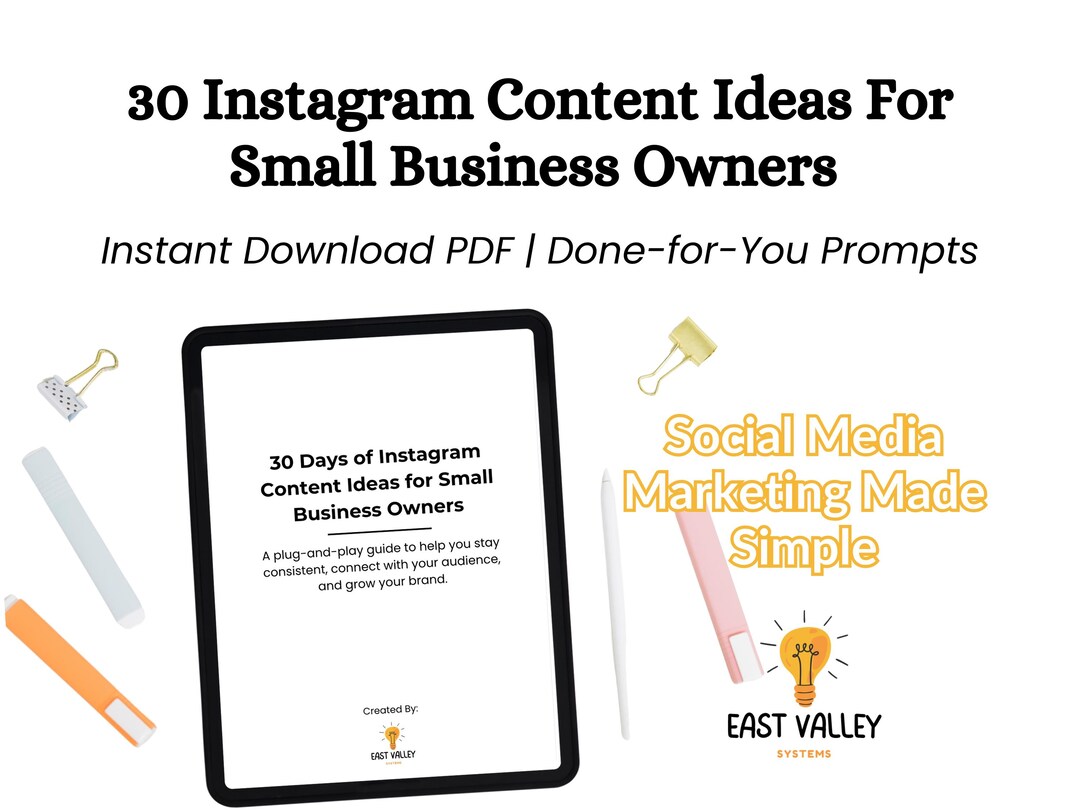 30 Instagram Content Ideas for Small Business Owners – PDF Social Media ...