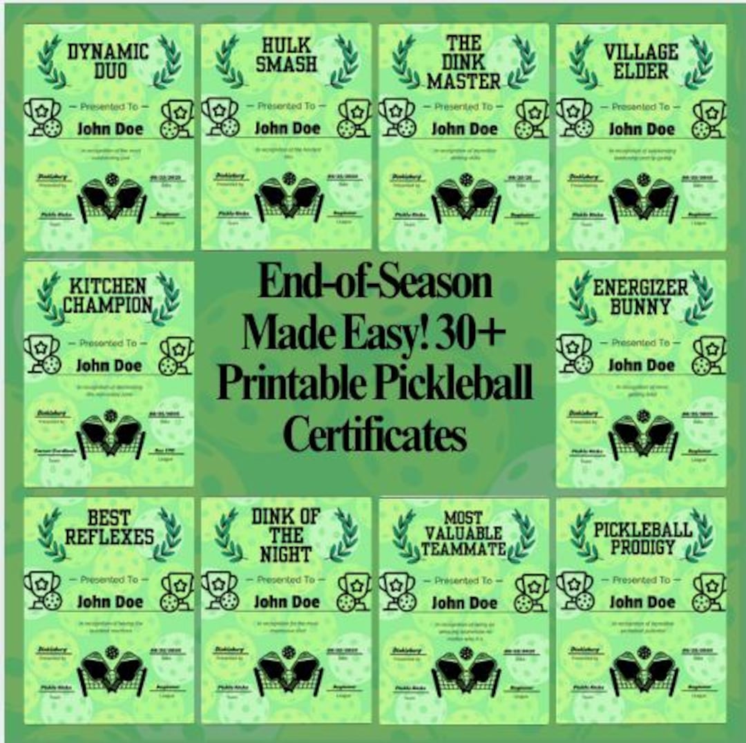 Pickleball Awards/certificates Template Bundle - Etsy