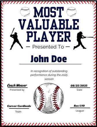 Baseball Awards/certificates Template Bundle - Etsy