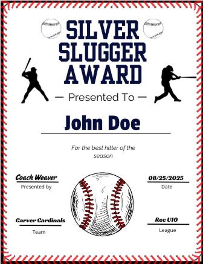 Baseball Awards/certificates Template Bundle - Etsy