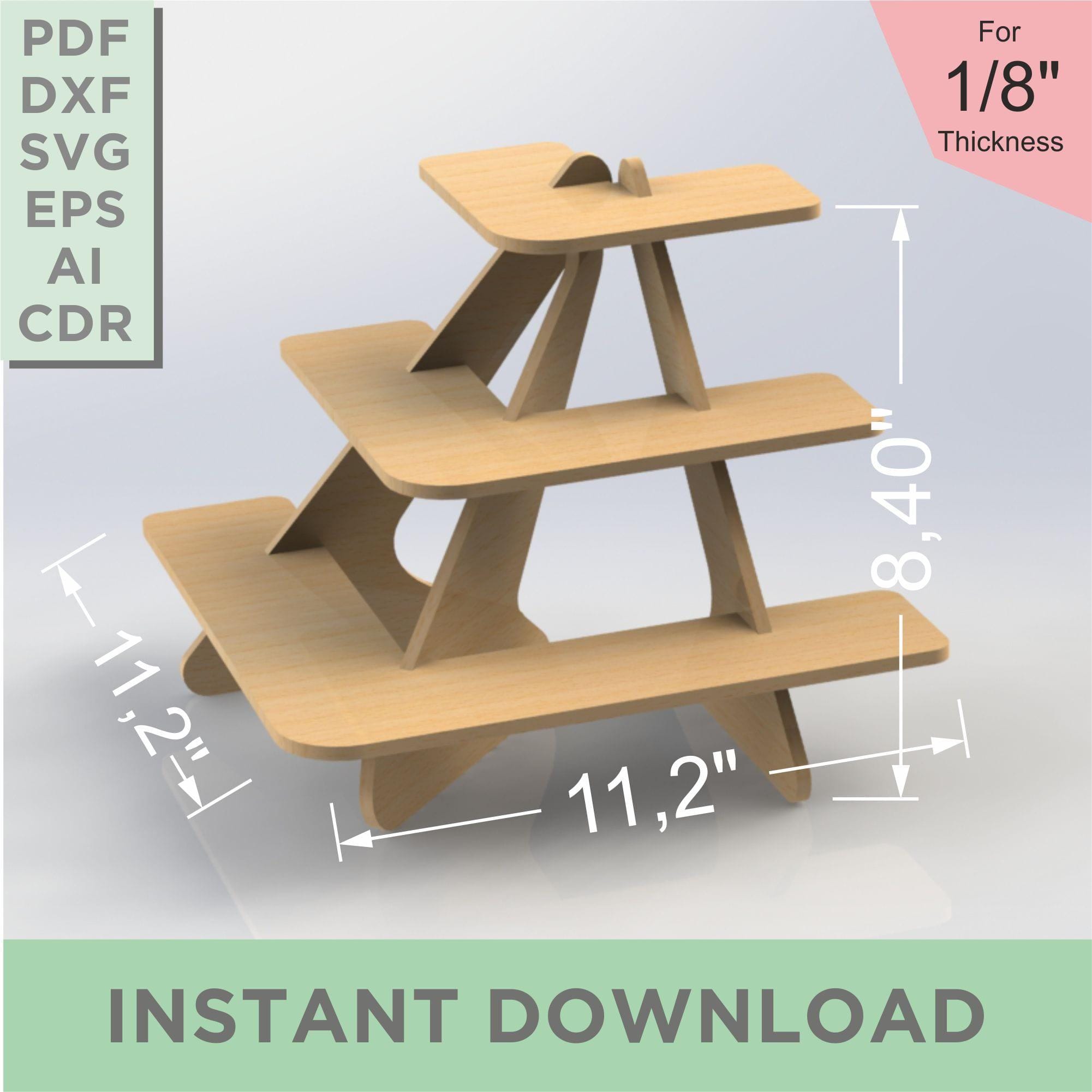 Laser Cut Display Shelf SVG File for 1/8 Wood, Tiered Organizer ...