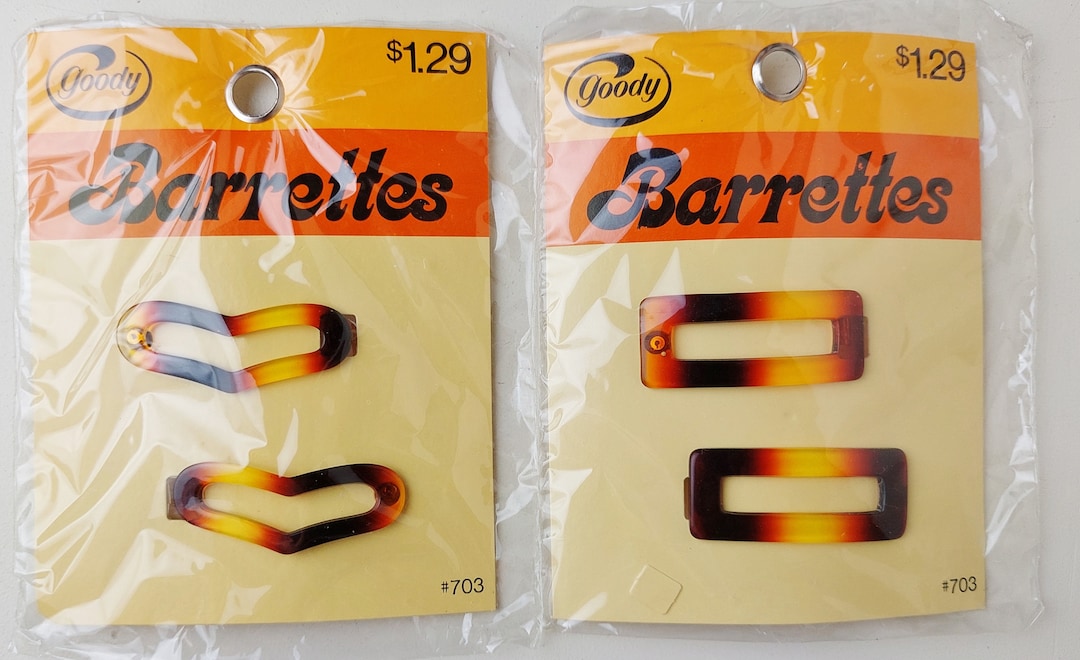 Vintage Small Goody Hair Barrettes 1970's Old Stock Faux Tortoise Wave ...