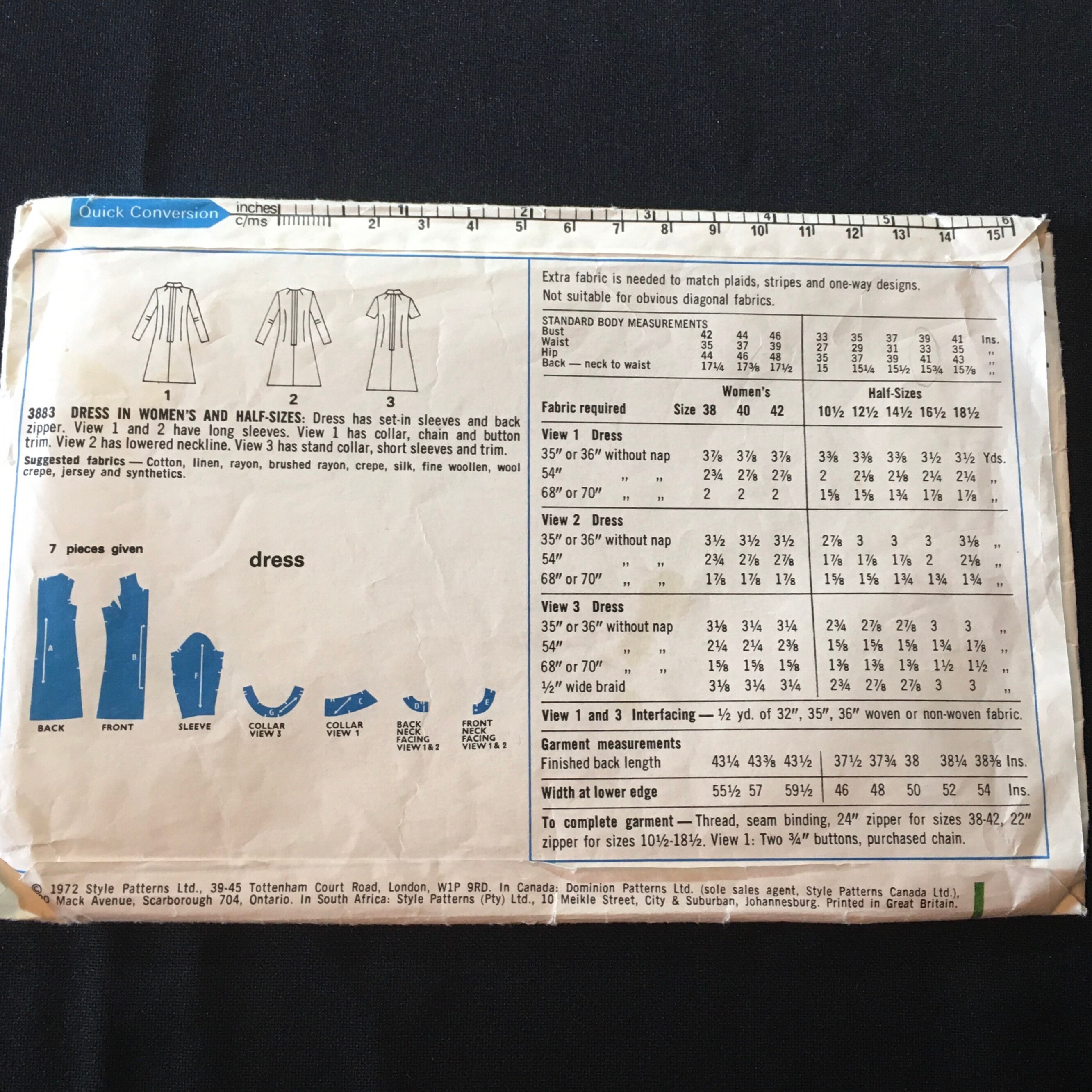 Style 3883, Size 38 (bust 42) Dress in Women’s and Half-sizes, Vintage ...