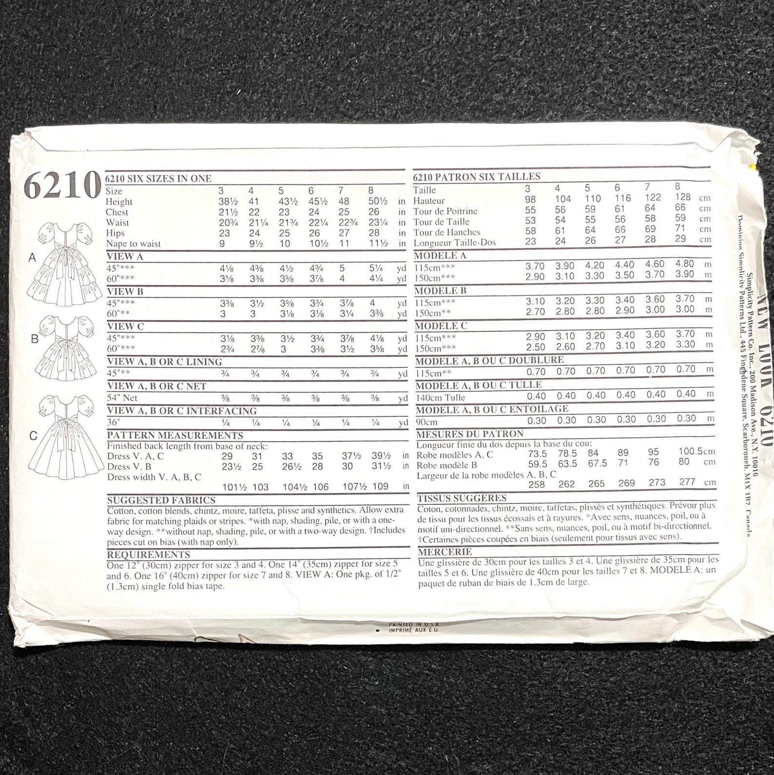 RARE New Look 6210 Sizes 3-8 Girls Dresses Sewing Pattern - Etsy