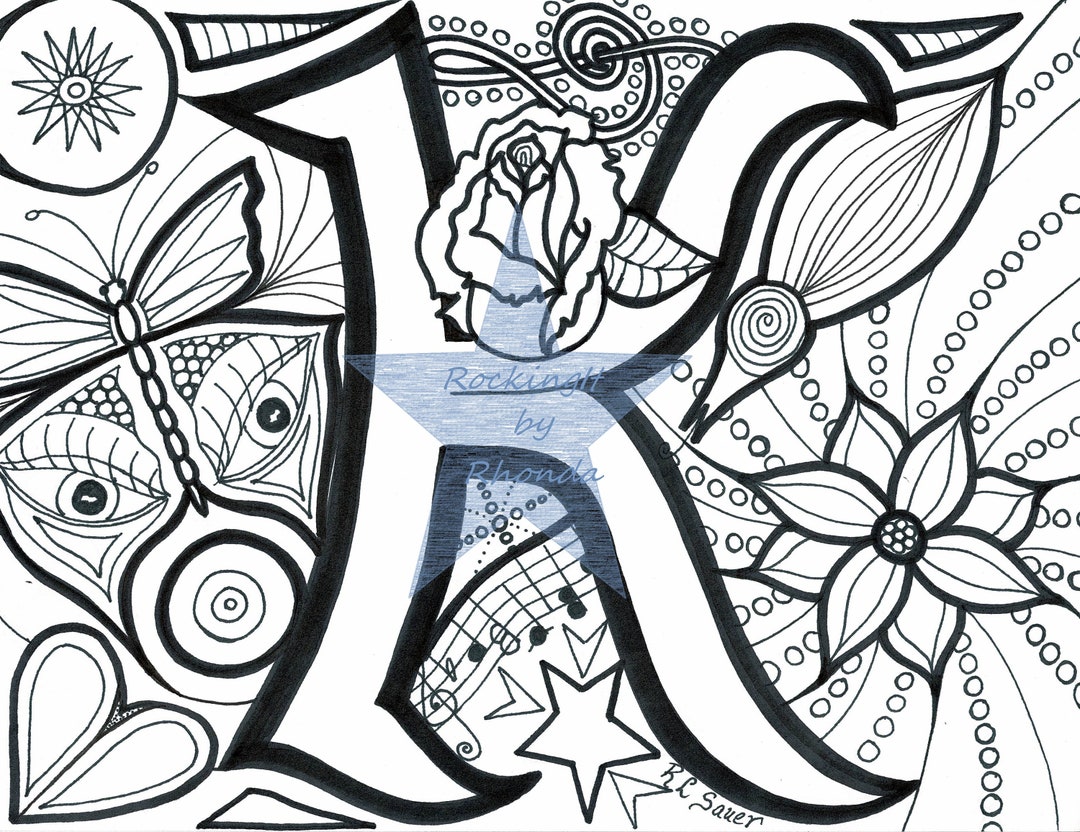 K Colouring Page - Etsy