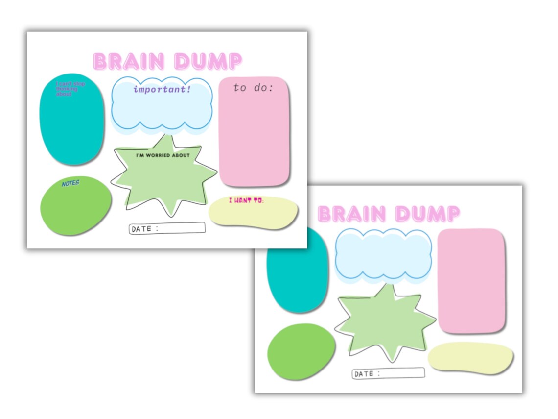 Brain Dump Printable, Simple ADHD Brain Dump, Mind Organization ...
