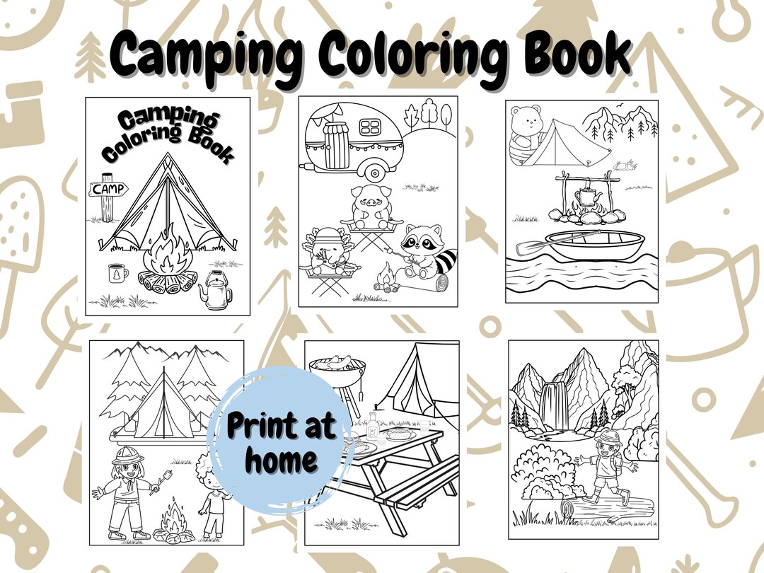 Camping Coloring Book, Kids Camping Activity, Outdoor Activity, Camping ...