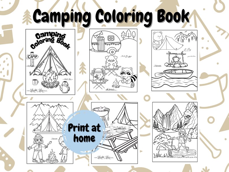 Camping Coloring Book, Kids Camping Activity, Outdoor Activity, Camping ...