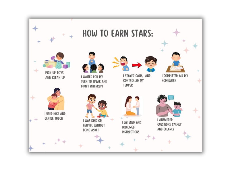 Behavior Chart System for Kids - Printable Weekly Star Tracker and ...
