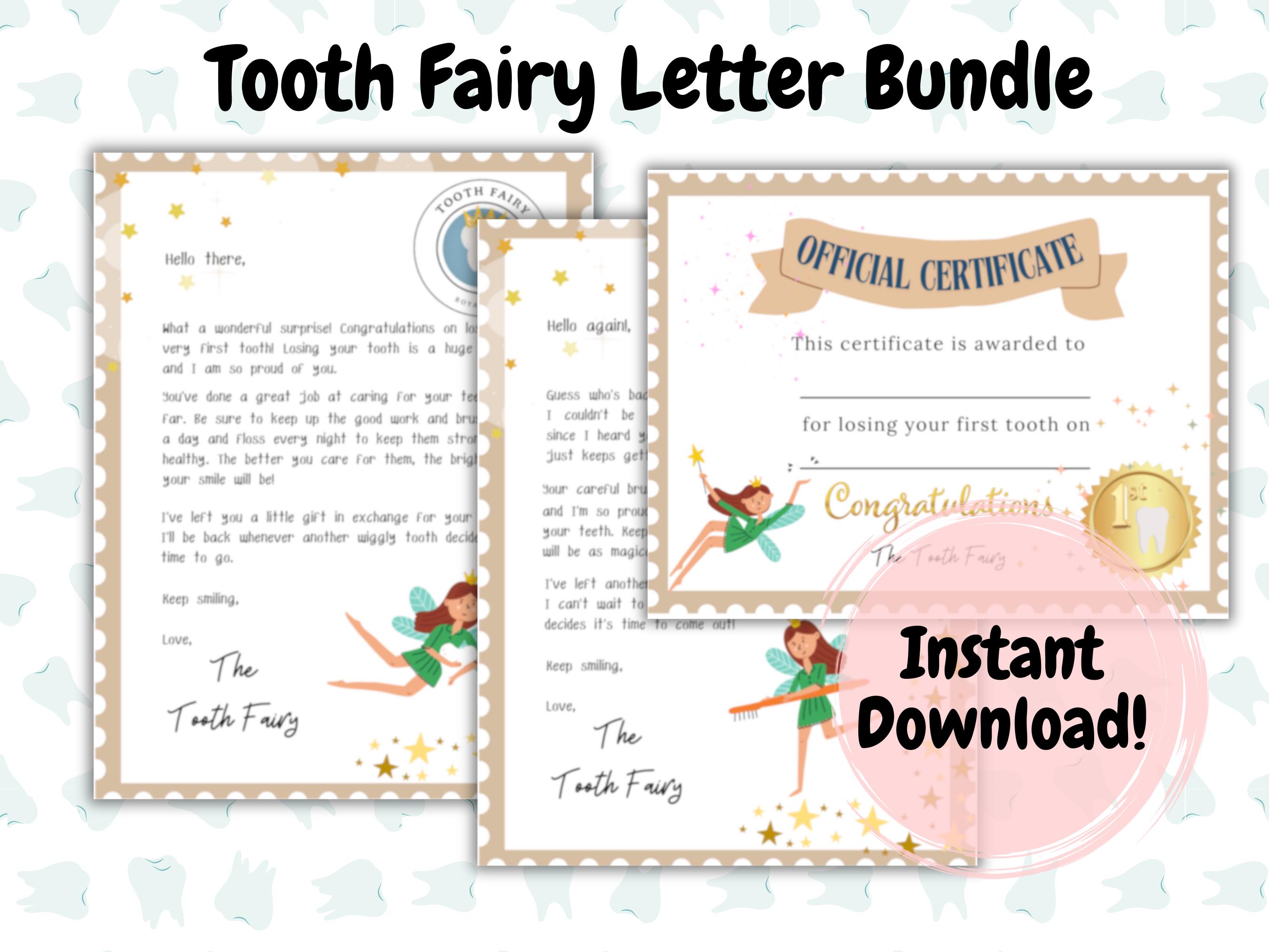 Tooth Fairy Letter, Tooth Fairy Certificate, Lost Tooth Letter, First ...