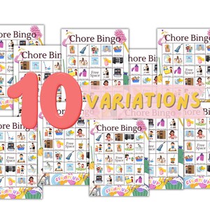 Chore Bingo for Kids Printable PDF, Fun Chore Chart Game With Pictures ...