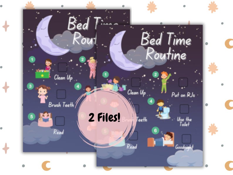 Kids Night Time Routine, Visual Reminder for Night Time, Evening ...