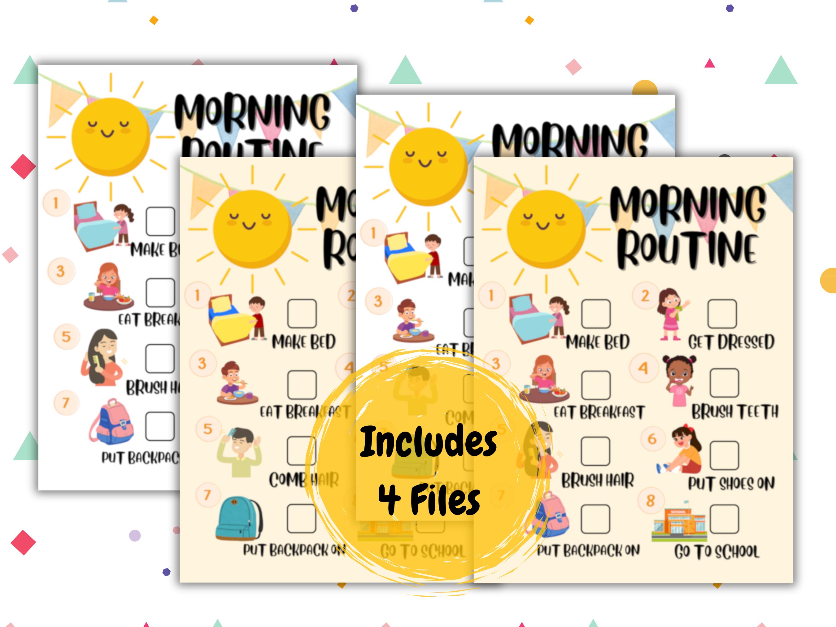 Kids Morning Routine Printable, Visual Schedule for School Children ...