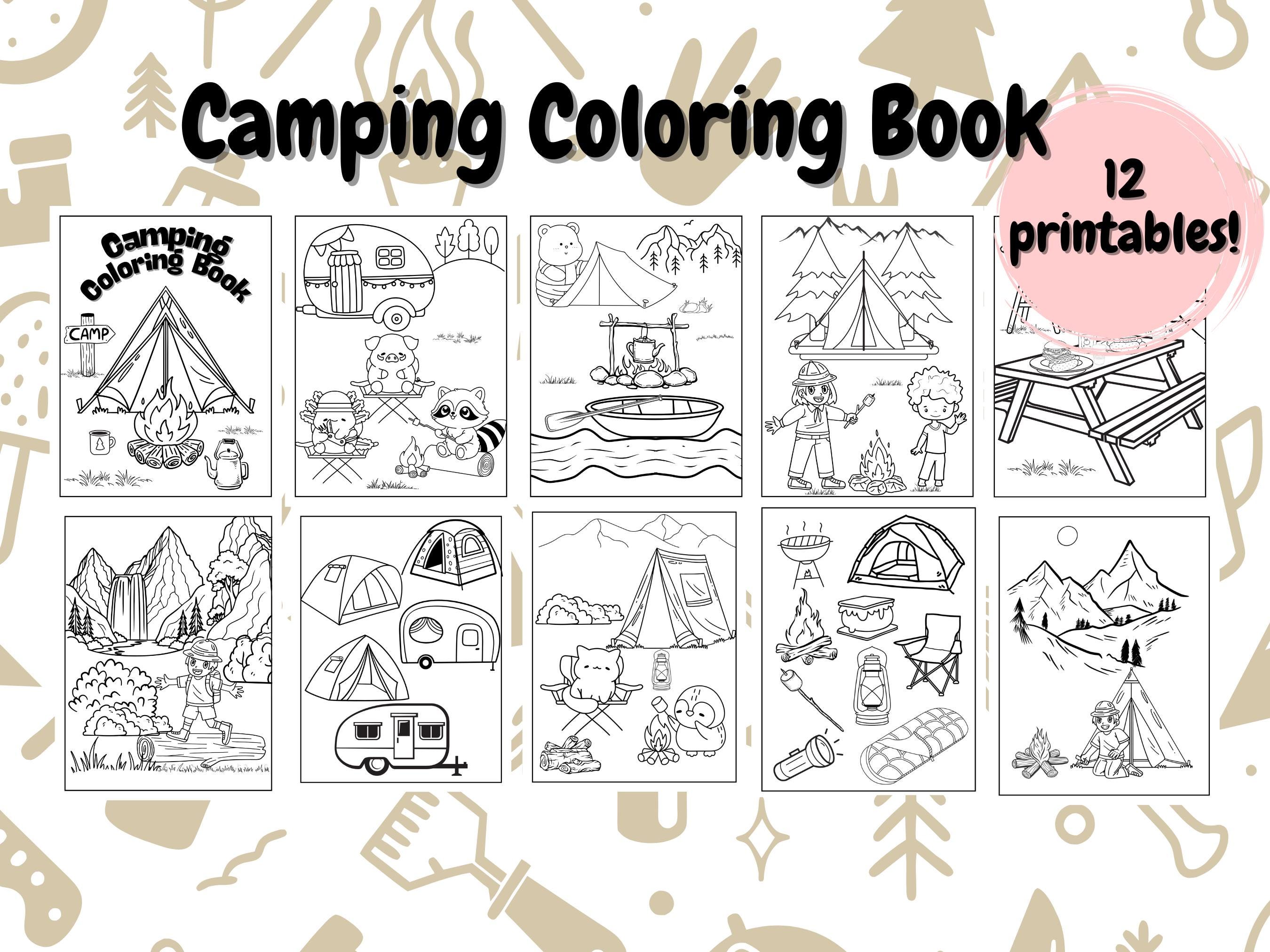 Camping Coloring Book, Kids Outdoor Activity (printable) - Etsy