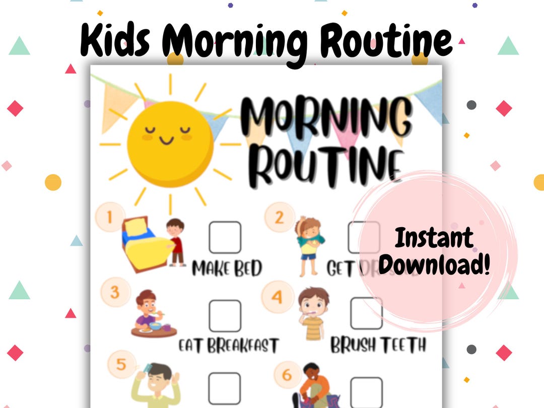 Kids Morning Routine Printable, Visual Schedule for School Children ...