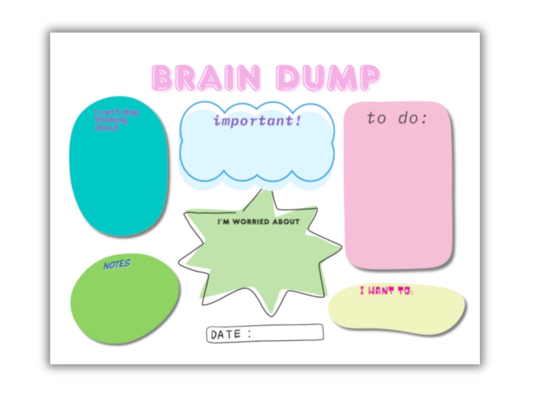 Brain Dump Printable, Simple ADHD Brain Dump, Mind Organization ...