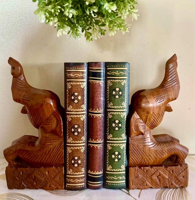 Gorgeous 1980s Teak Wooden Elephant Bookends - Set of 2 - Etsy