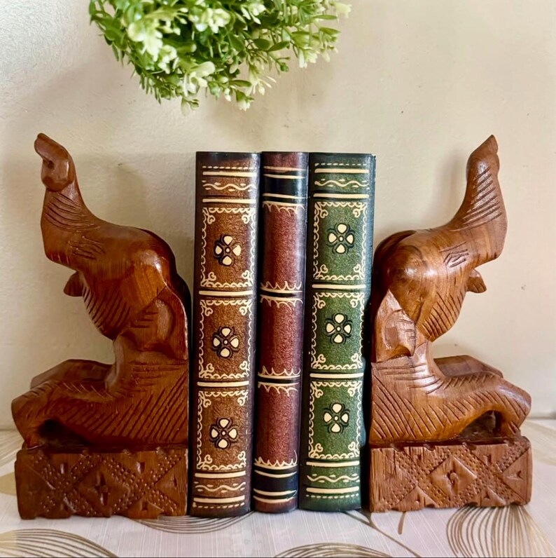 Gorgeous 1980s Teak Wooden Elephant Bookends - Set of 2 - Etsy