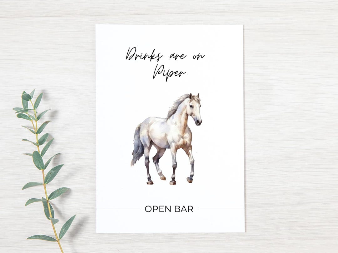 Custom Horse Wedding Bar Sign Keg Beer Open Bar DIGITAL DOWNLOAD Canva ...