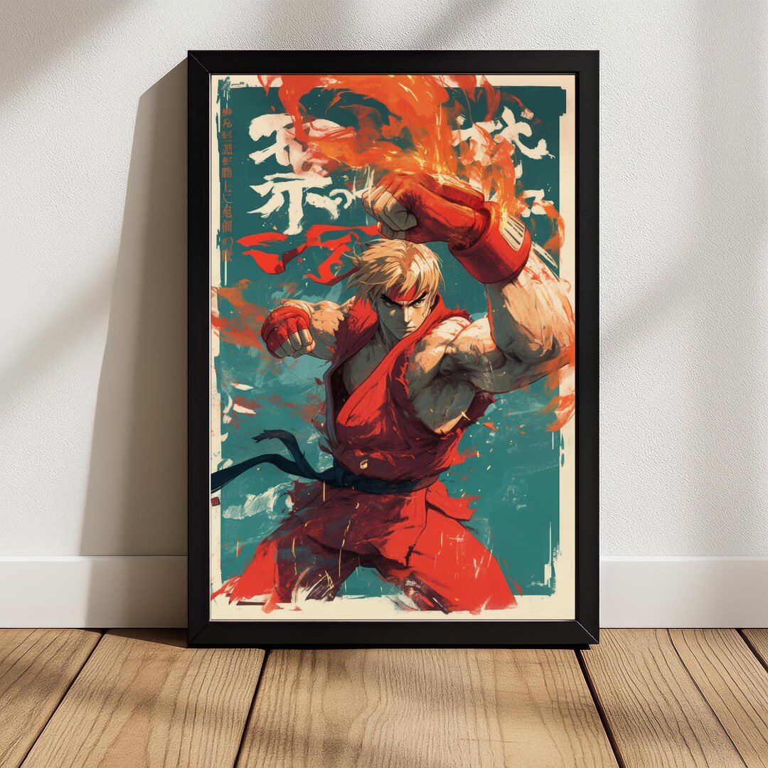 Ken Masters Dragon Punch Poster | Street Fighter Wall Art | Retro ...