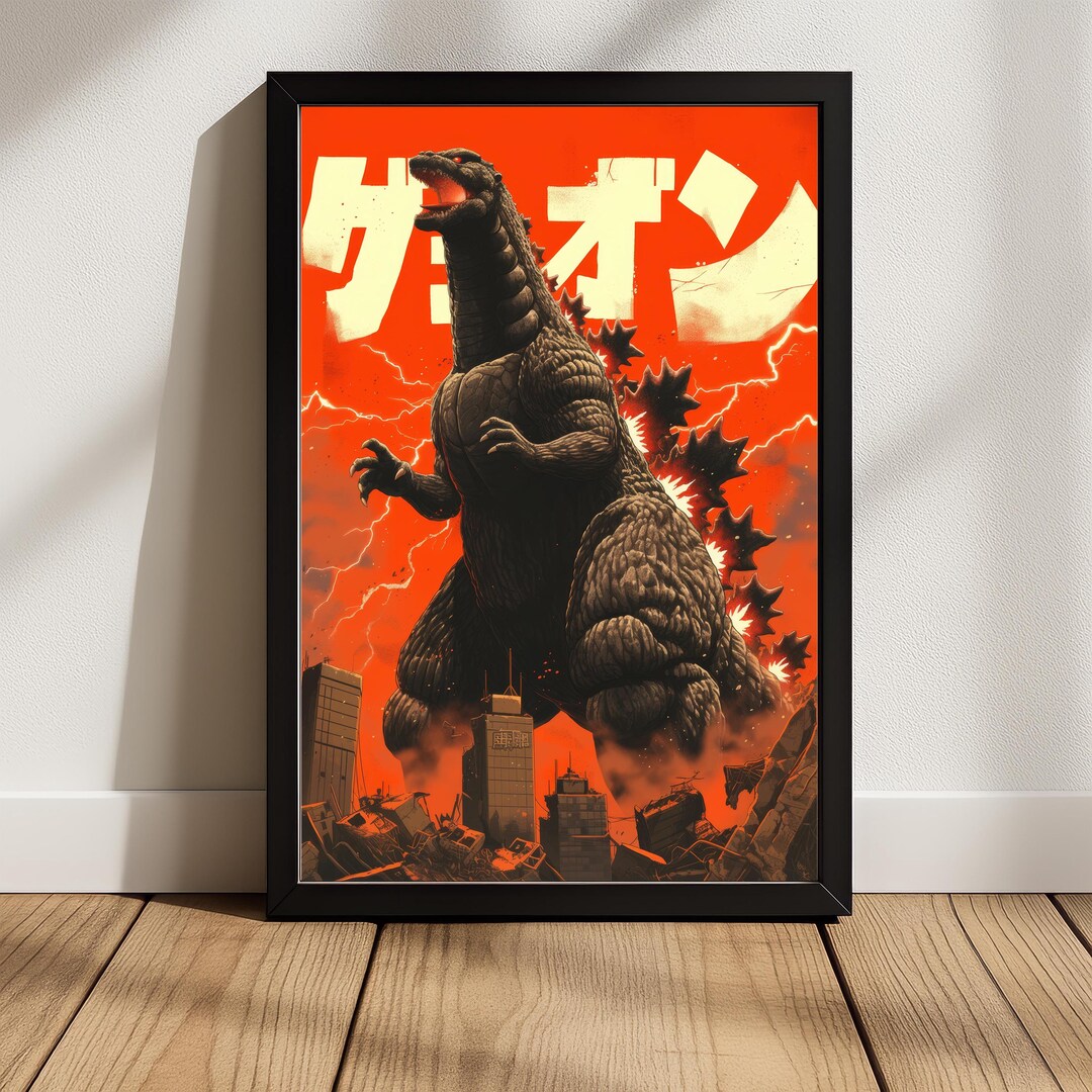 Godzilla Vintage Poster | Classic Kaiju Wall Art | 1954 Retro Japanese ...