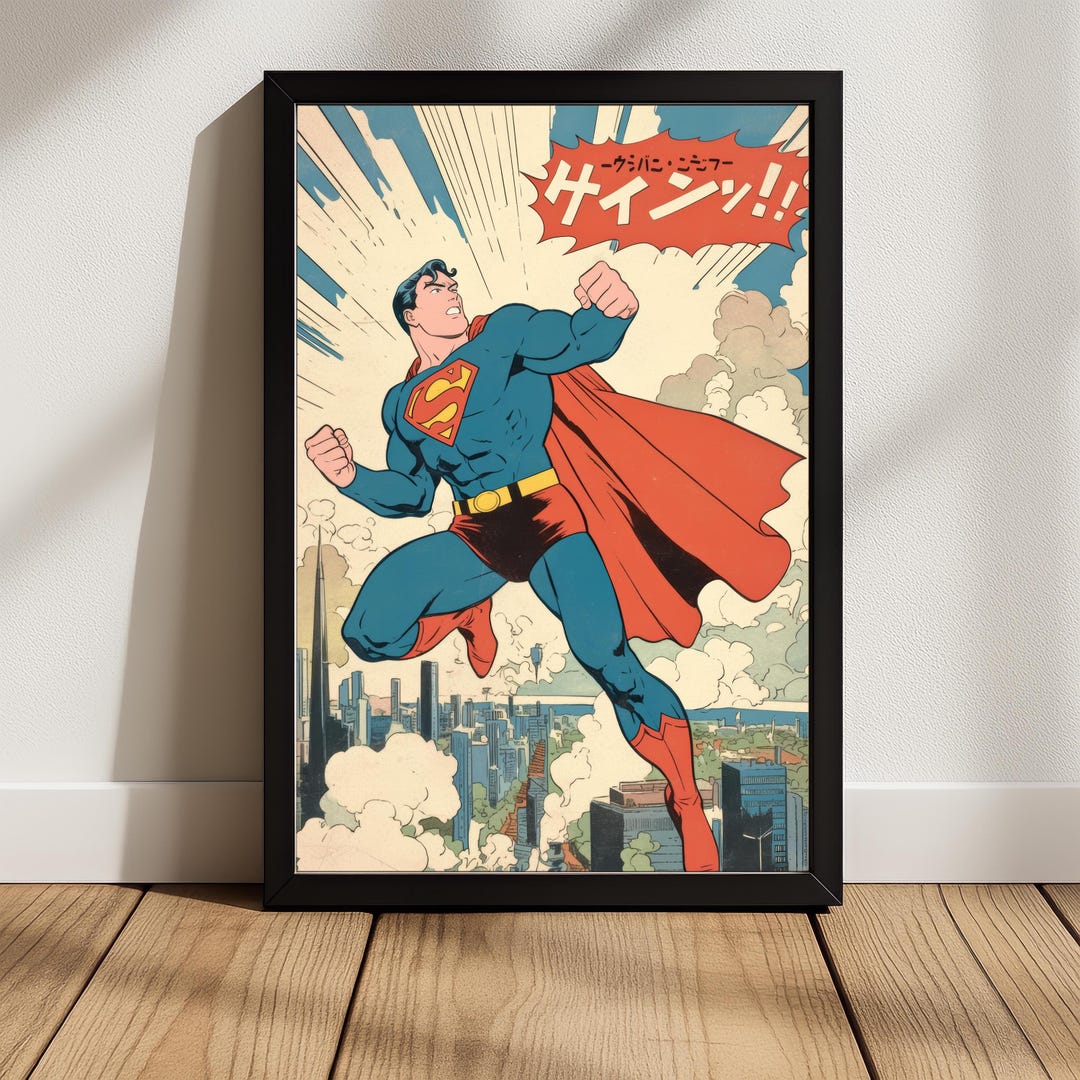 Superman Japanese Manga Poster | the Man of Steel Anime Poster ...