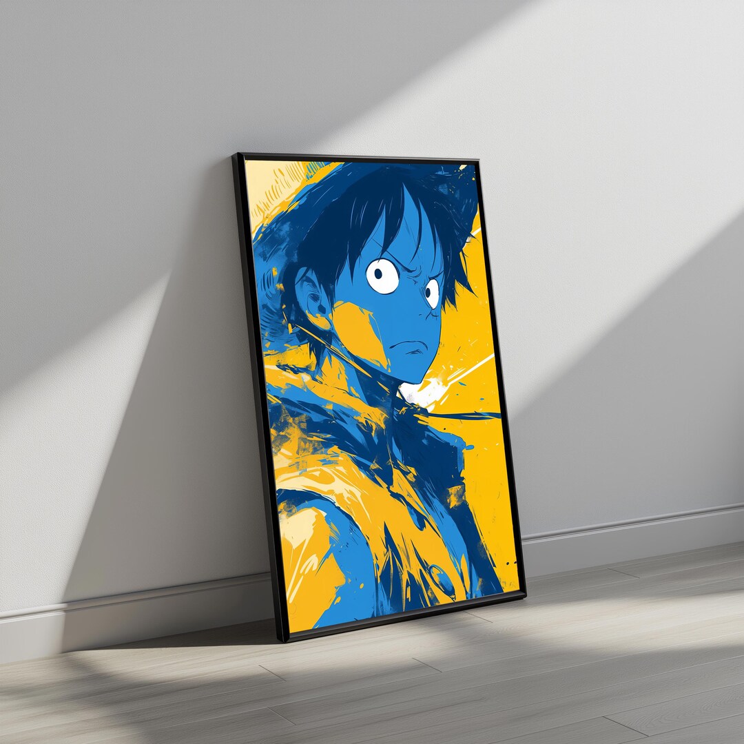 Luffy Bold Colors Poster | Retro Anime Graphic | One Piece Digital Art ...