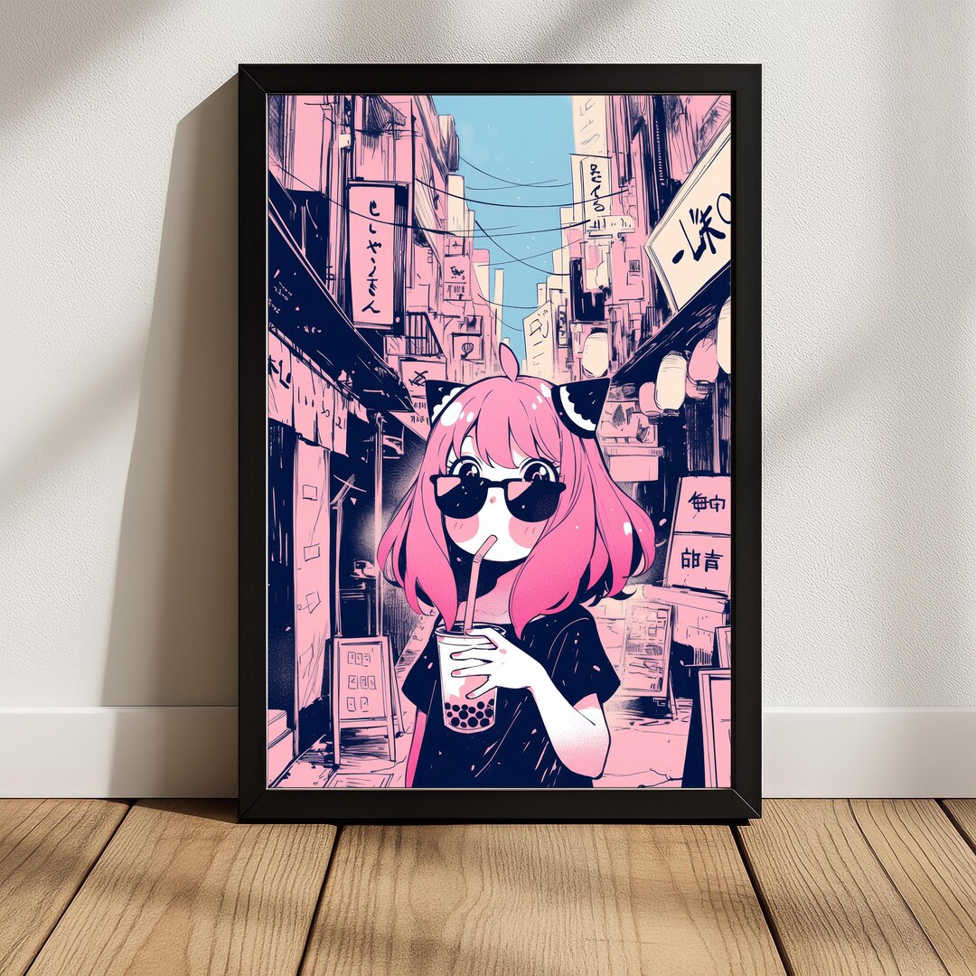 Anya Forger Boba Street Poster | Spy X Family Urban Pop Anime Art ...
