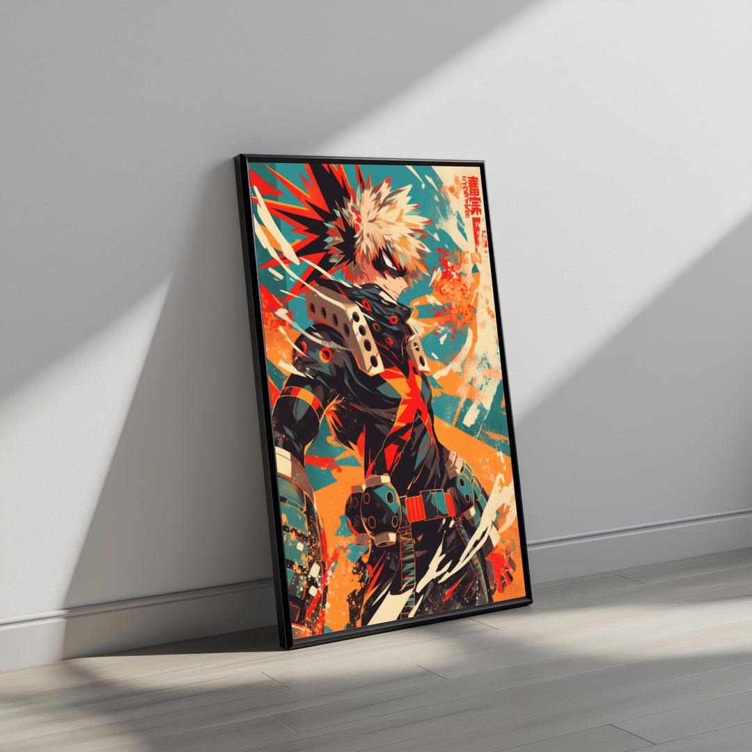 Katsuki Bakugo Bold Vintage Poster – Explosive Hero Anime Print | Anime ...