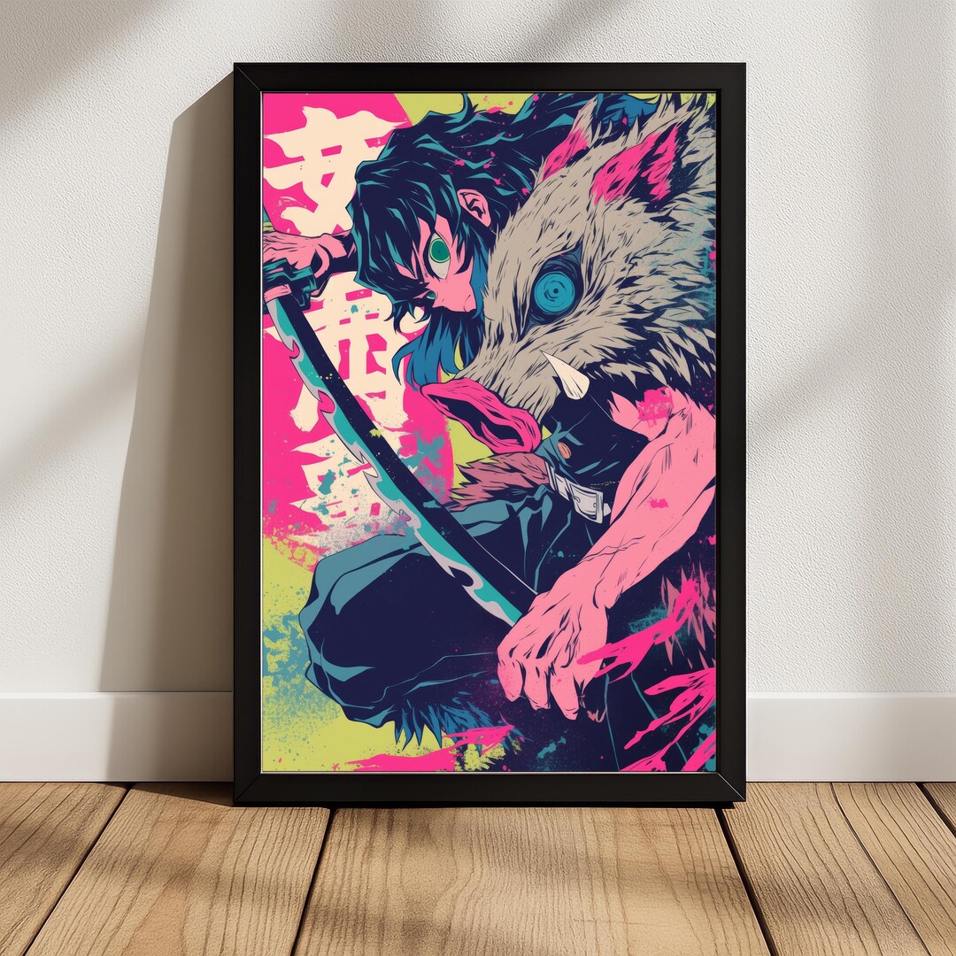 Inosuke Hashibira Neon Poster | Demon Slayer Poster | Kimetsu Ko Yaiba ...