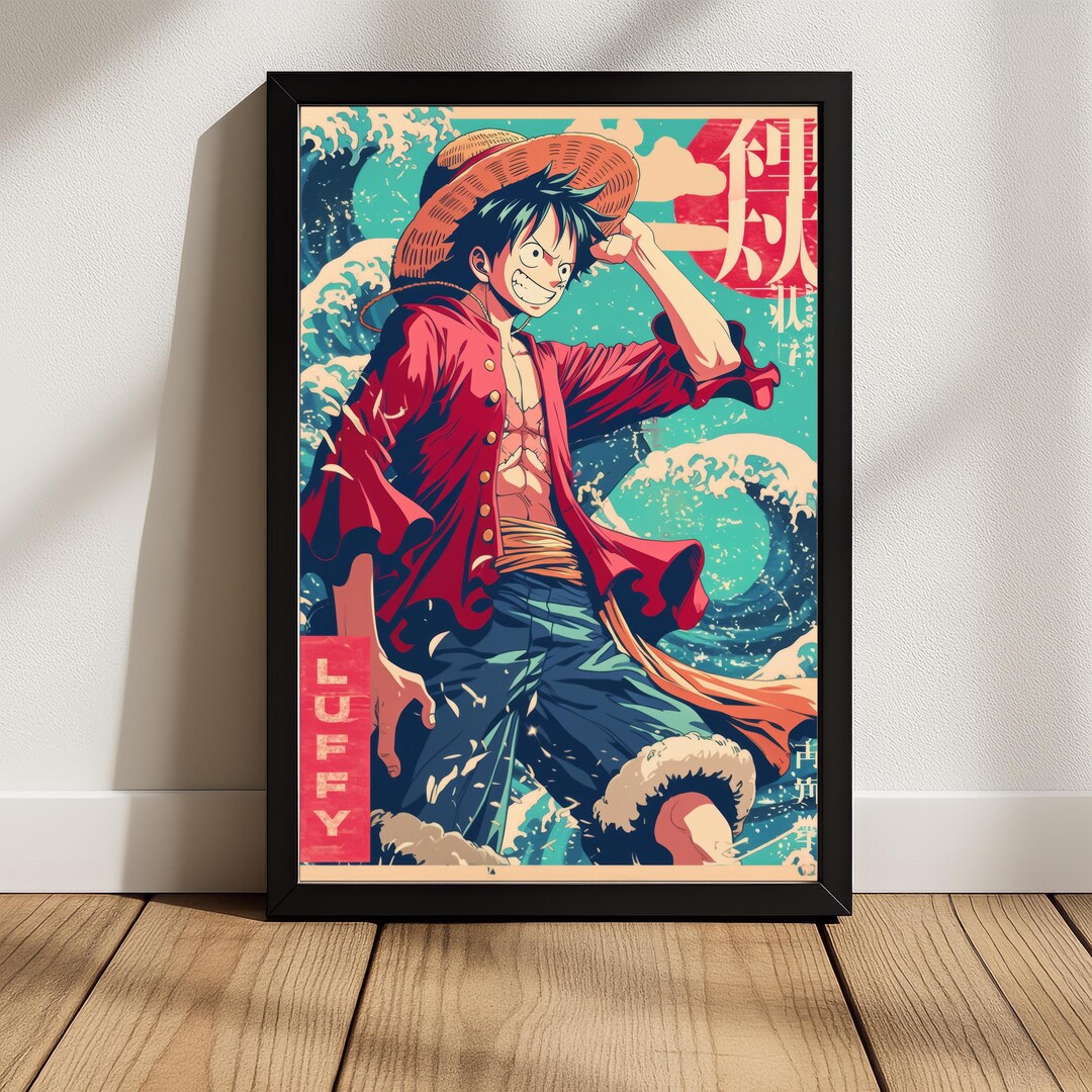 Luffy Ocean Waves Poster | One Piece Bold Anime Print | One Piece ...