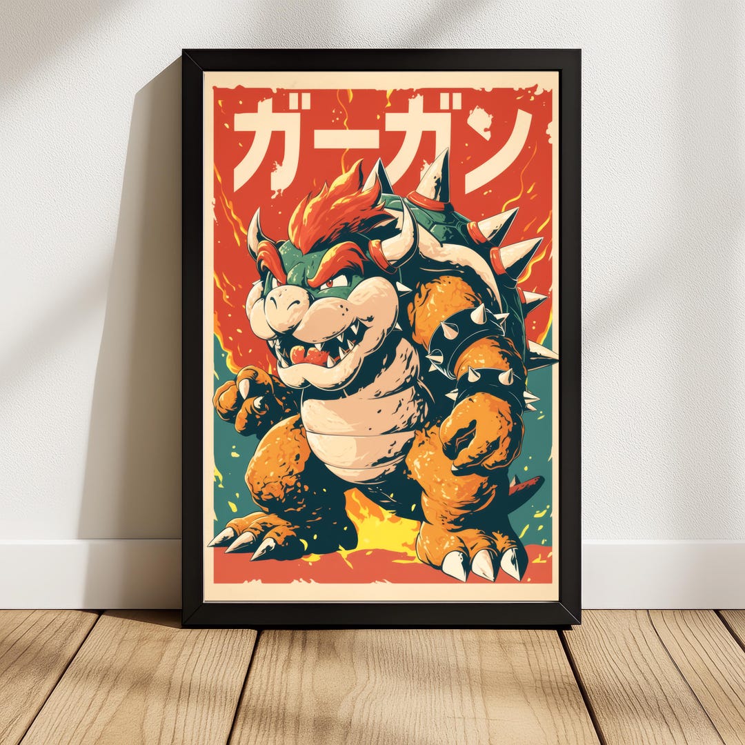 Bowser Retro Villain Poster | Super Mario Wall Art | Nintendo Fan Merch ...