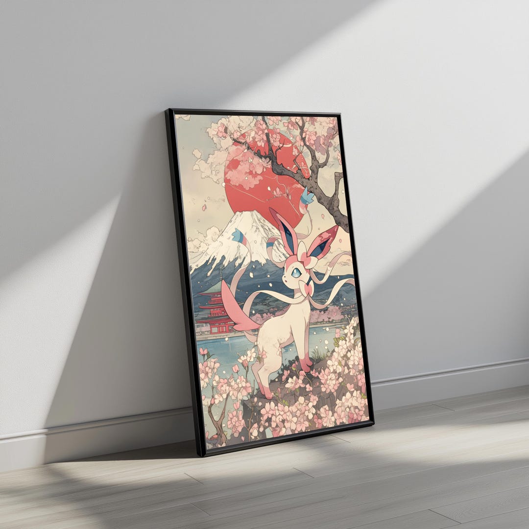 Sylveon Vintage Japanese Poster | Digital Download Pokémon Wall Art ...