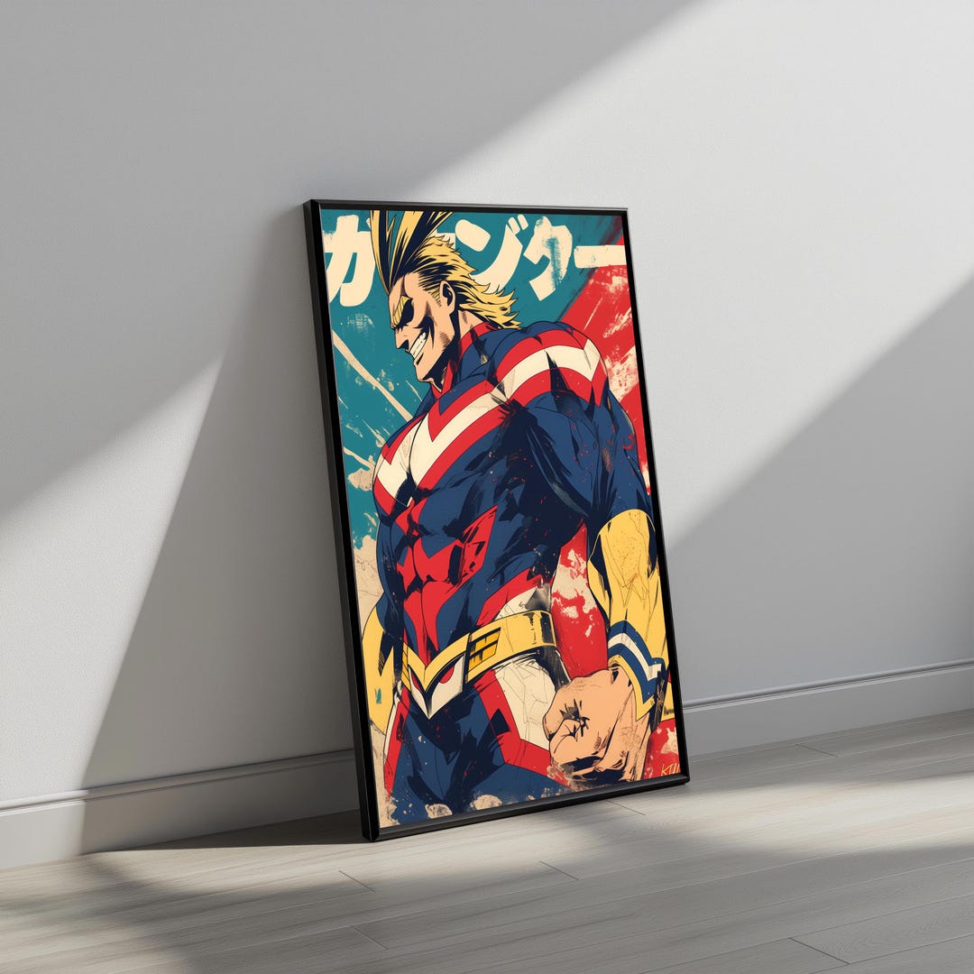 All Might Retro Anime Poster – Symbol of Peace Digital Art | Anime ...