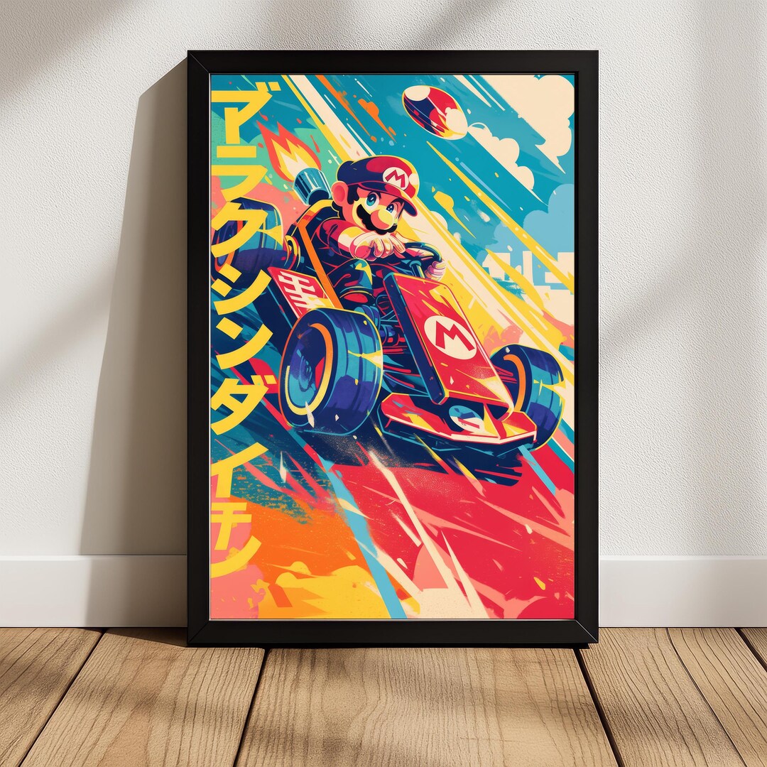 Mario Kart Speed Poster | Bold Racing Wall Art | Mario Kart Poster ...
