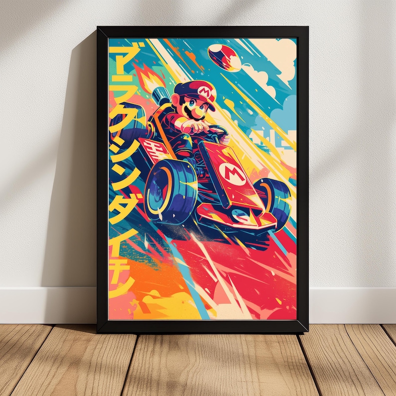 Mario Kart Speed Poster | Bold Racing Wall Art | Mario Kart Poster ...