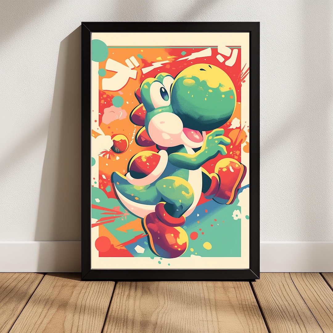Yoshi Vintage Poster Style Digital Art Print – Retro Nintendo Wall ...