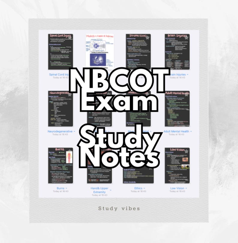 NBCOT Exam Study Notes - Etsy