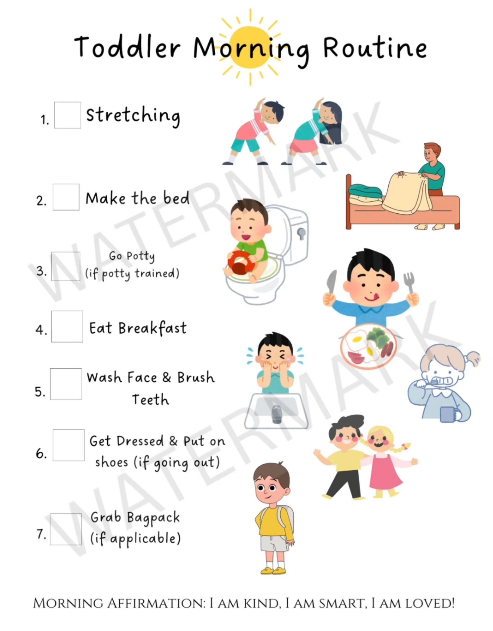 Toddler Morning Routine Printable Chart - Encourage Independence and ...
