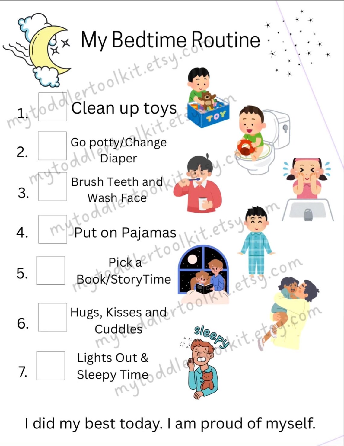 Bedtime Routine Printable Chart - Encourage Independence and ...