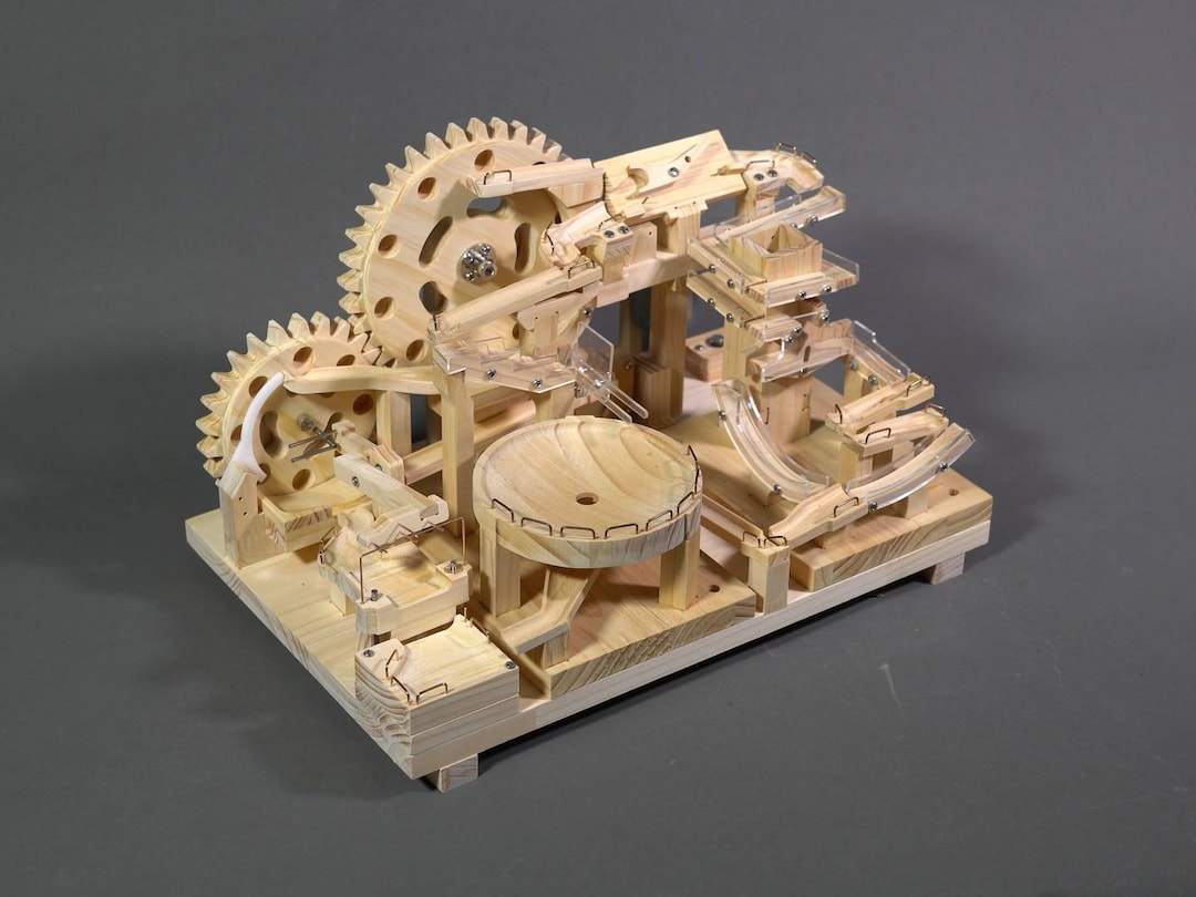 Wooden Marble Run Kit: 3D Mechanical Puzzle, DIY Double Gears Lift - Etsy